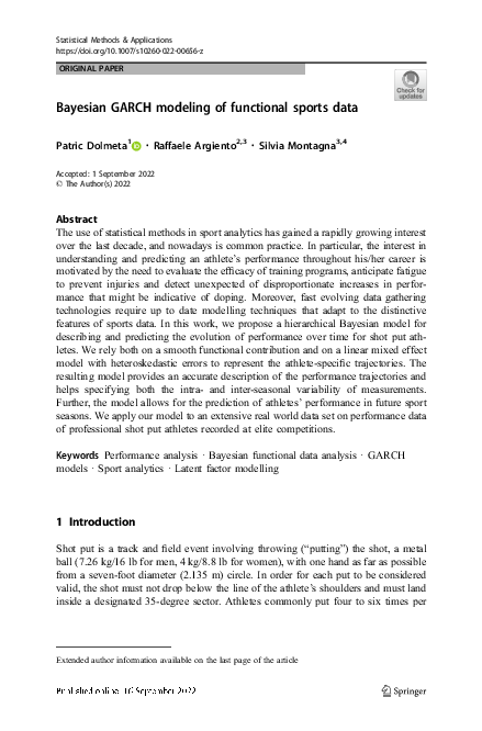 (PDF) Bayesian GARCH for Modeling Sports Performance