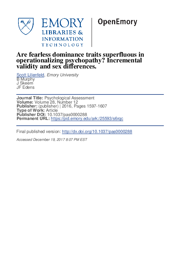 (PDF) Are fearless dominance traits superfluous in operationalizing ...