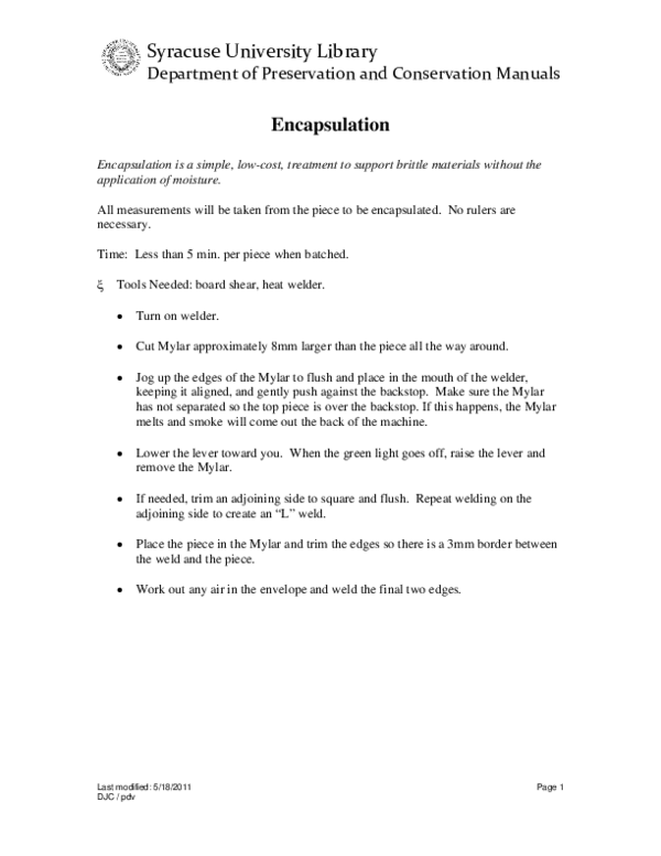 (PDF) Polyester Encapsulation Using An Edge Welder