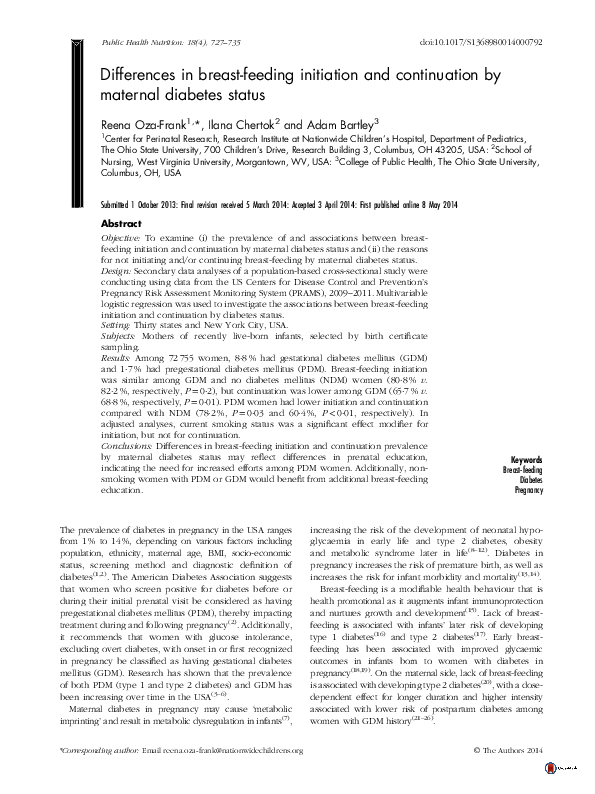 (PDF) Differences in breast-feeding initiation and continuation by ...