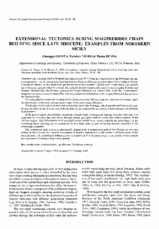 (PDF) Extensional tectonics during Maghrebides Chain building since ...