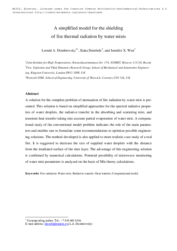 (PDF) A simplified model for the shielding of fire thermal radiation by ...