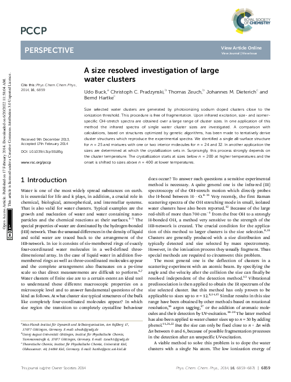 (PDF) A size resolved investigation of large water clusters