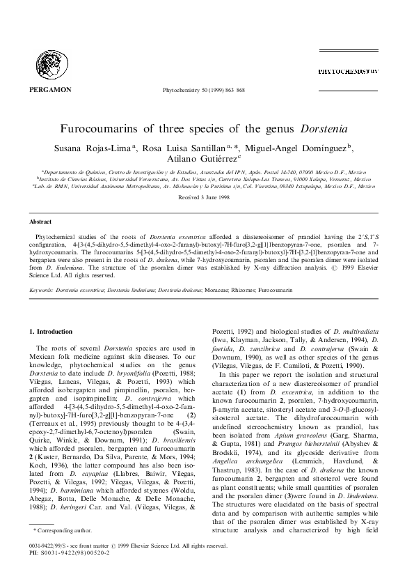 (PDF) Furocoumarins of three species of the genus Dorstenia