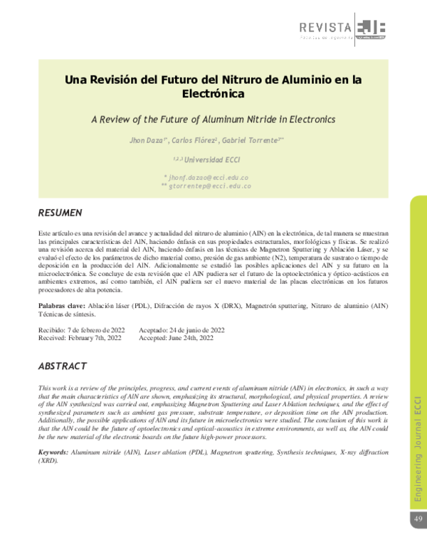 (PDF) Una Revisión del Futuro del Nitruro de Aluminio en la Electrónica
