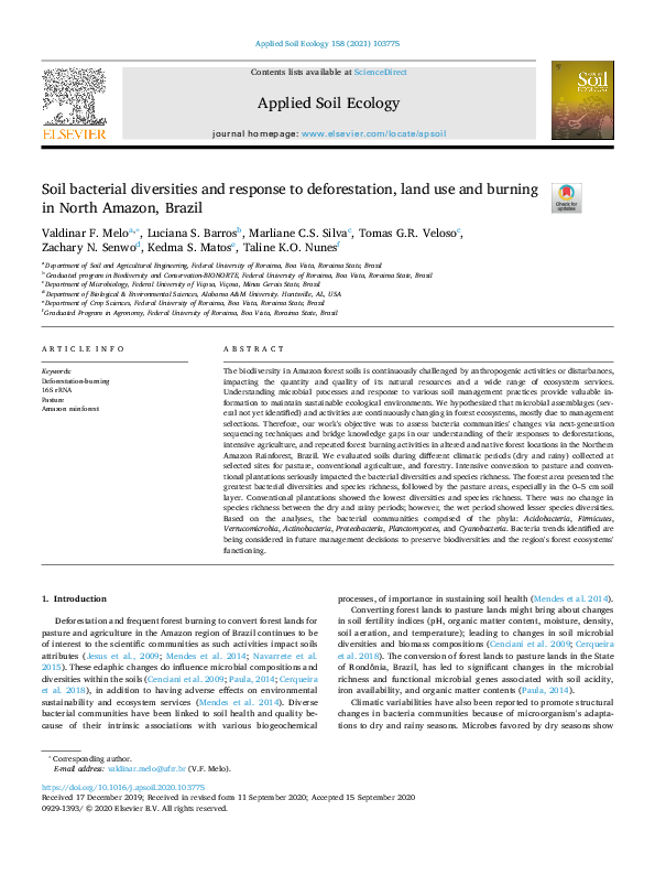 (PDF) Soil bacterial diversities and response to deforestation, land use and burning in North ...