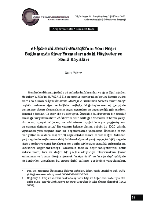 (PDF) el-İşâre ilâ sîreti’l-Mustafâ’nın Yeni Neşri Bağlamında Siyer ...
