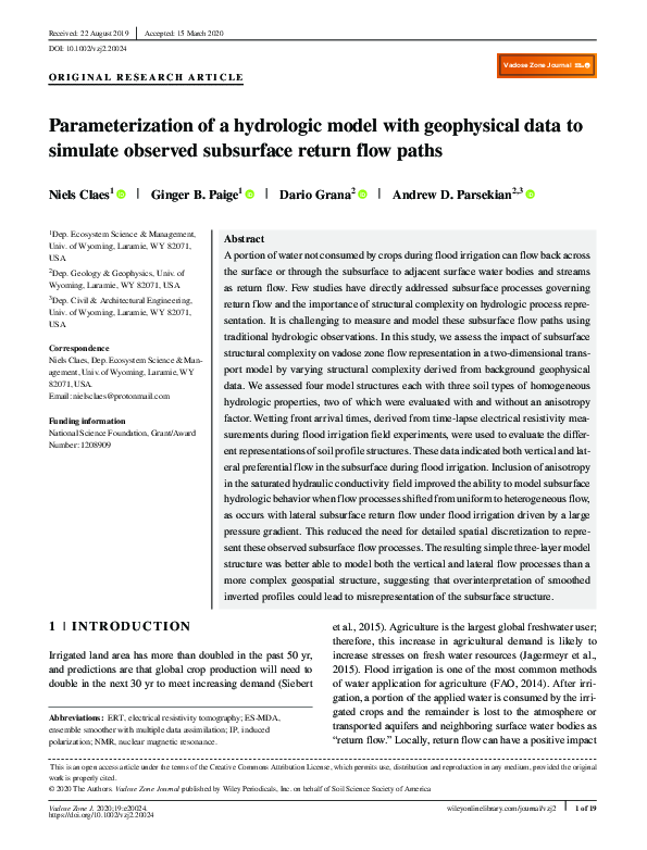 (PDF) Parameterization of a hydrologic model with geophysical data to simulate observed ...