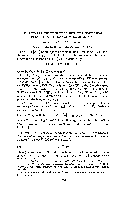 (PDF) An invariance principle for the empirical process with random ...