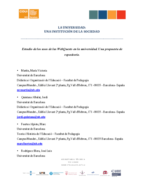 (PDF) Estudio de los usos de las WebQuests en la universidad. Una propuesta de repositorio