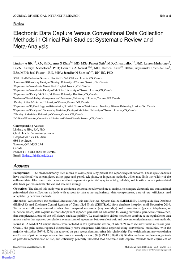 (PDF) Electronic data capture versus conventional data collection ...
