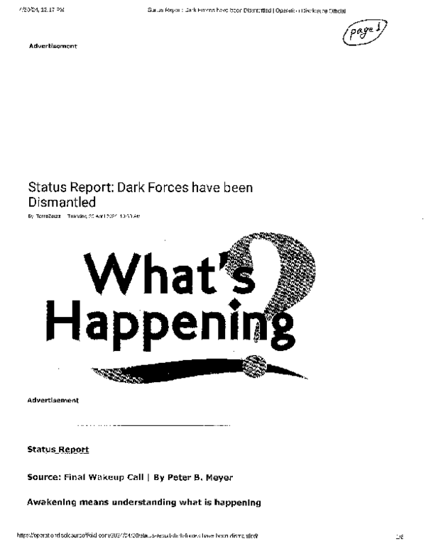 (PDF) By Peter B. Meyer: Status Report: Dark Forces have been ...