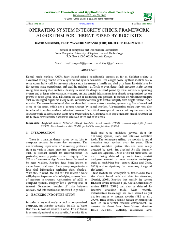 (PDF) Integrity Check Algorithm for Kernel Mode Rootkits