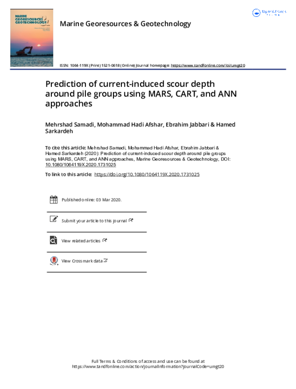 (PDF) Prediction of current-induced scour depth around pile groups using MARS, CART, and ANN ...