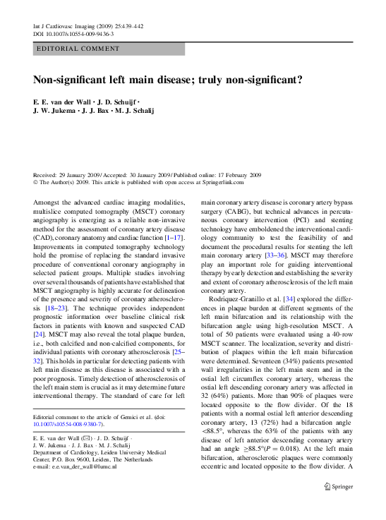 (PDF) Non-significant left main disease; truly non-significant?