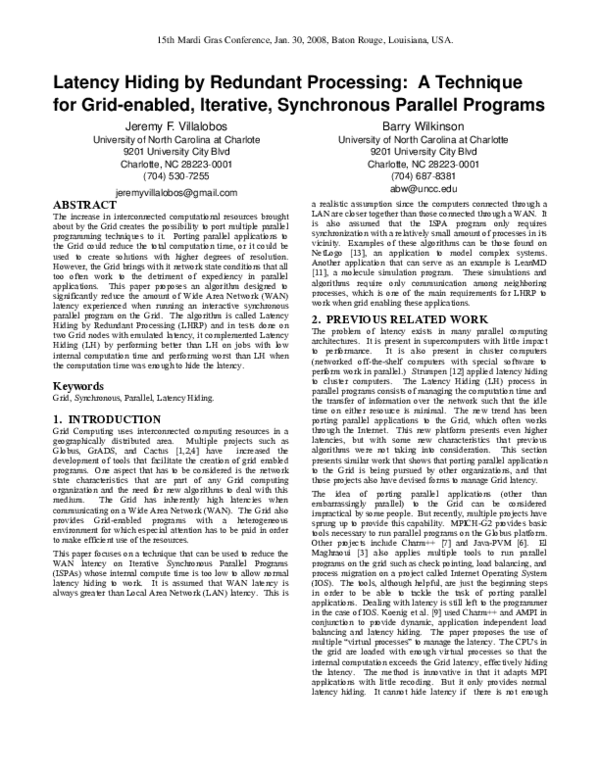 (PDF) Latency hiding by redundant processing