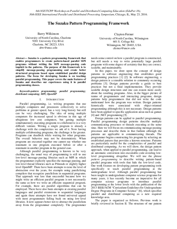 (PDF) The Suzaku Pattern Programming Framework