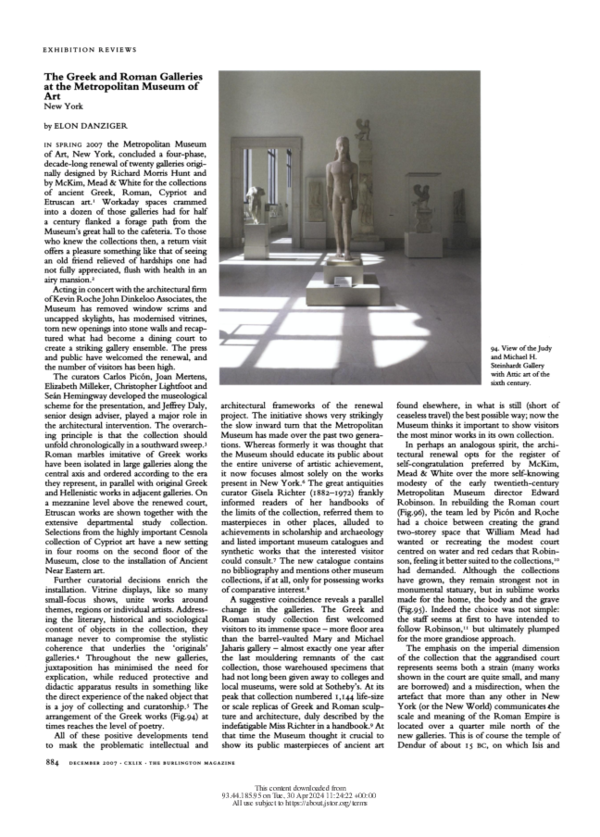 (PDF) The Greek and Roman Galleries at the Metropolitan Museum of Art ...