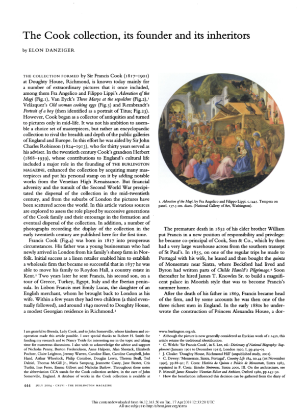 (PDF) The Cook collection, its founder and its inheritors