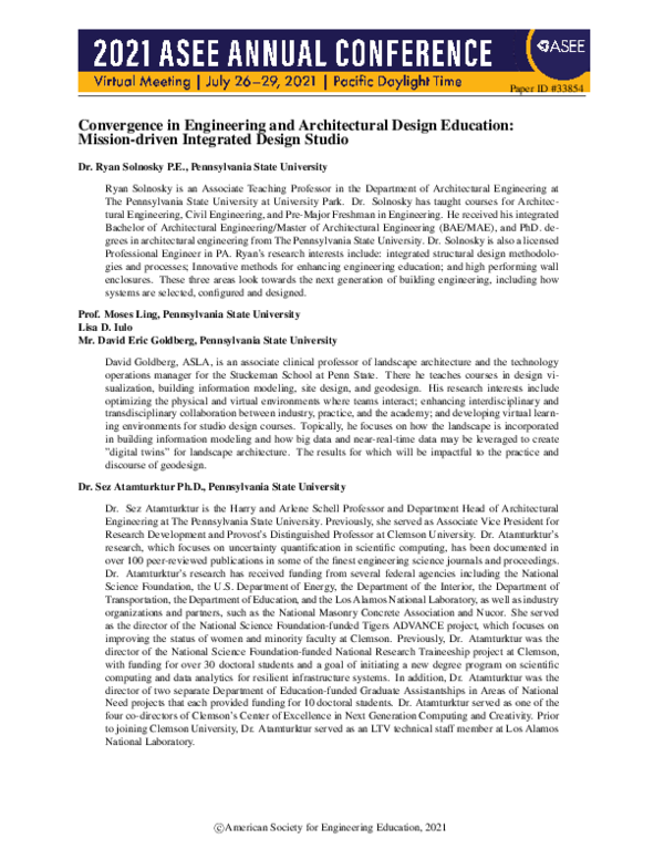 (PDF) Convergence in Engineering and Architectural Design Education ...