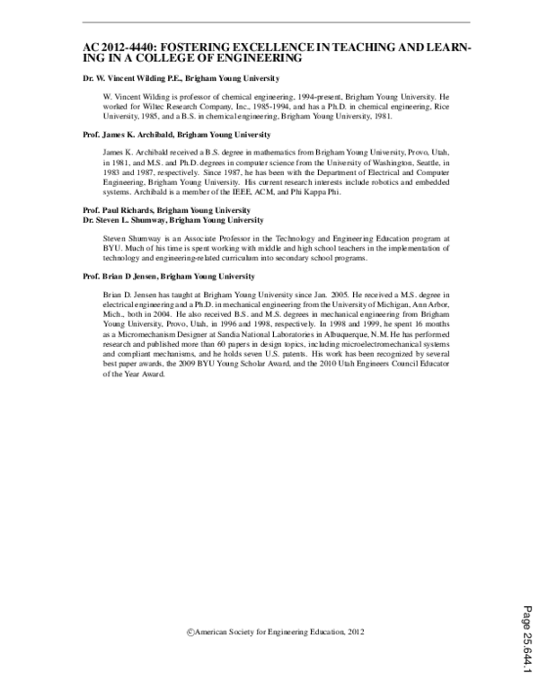 (PDF) Fostering Excellence in Teaching and Learning in a College of ...