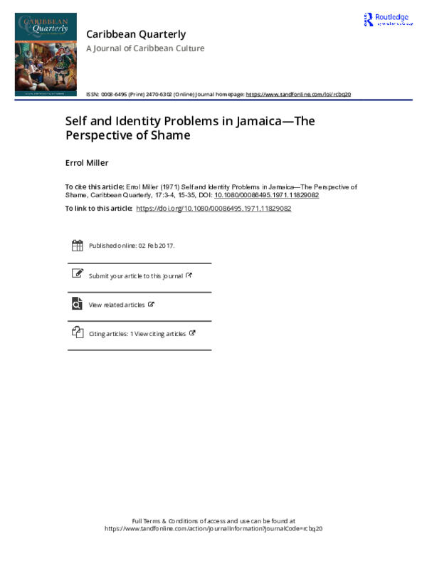 (PDF) Self and Identity Problems in Jamaica—The Perspective of Shame