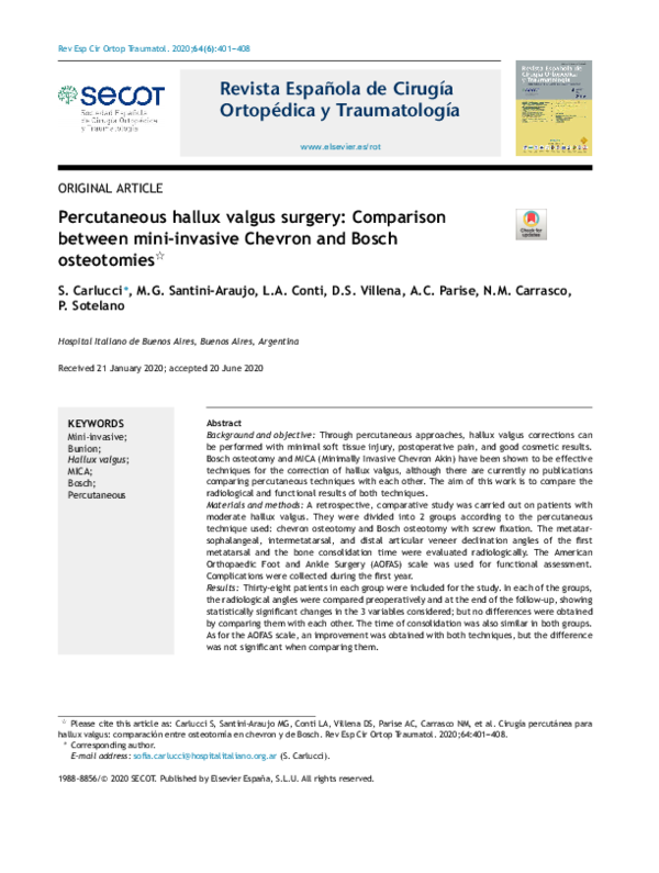 (PDF) Percutaneous hallux valgus surgery: Comparison between mini ...
