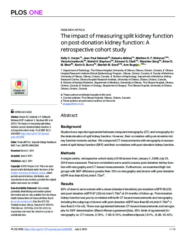 (PDF) The impact of measuring split kidney function on post-donation ...