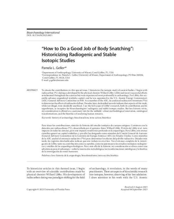 (PDF) "How to Do a Good Job of Body Snatching" Historicizing Radiogenic ...