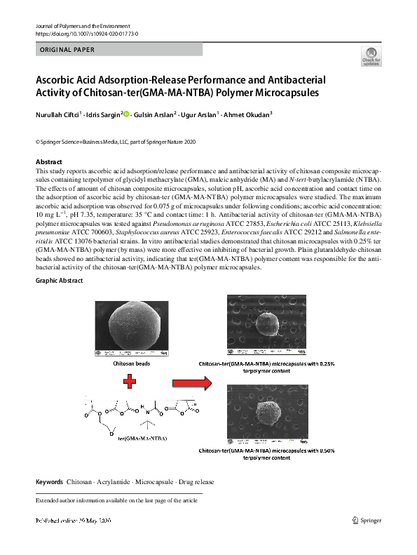 (PDF) Ascorbic Acid Adsorption-Release Performance and Antibacterial Activity of Chitosan-ter ...