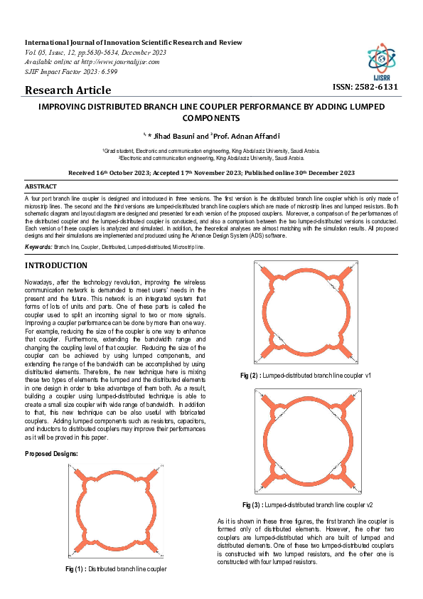 Pdf Improving Distributed Branch Line Coupler Performance By Adding