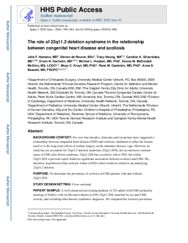 (PDF) The role of 22q11.2 deletion syndrome in the relationship between congenital heart disease ...
