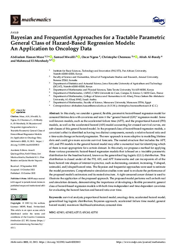 (PDF) Bayesian and Frequentist Approaches for a Tractable Parametric General Class of Hazard ...