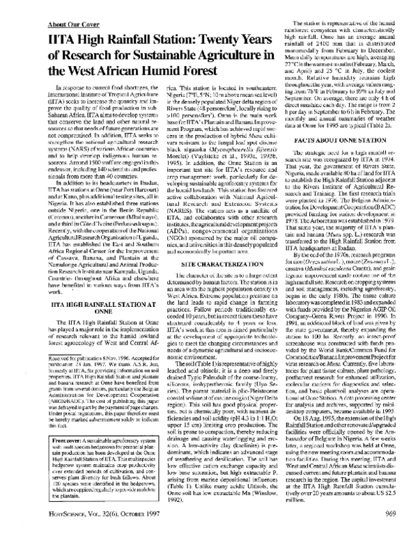 (PDF) IITA High Rainfall Station: Twenty Years of Research for ...