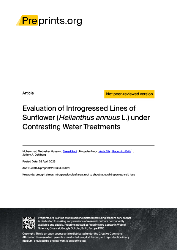 (PDF) Evaluation of Introgressed Lines of Sunflower ( Helianthus annuus ...