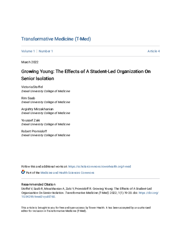 (PDF) Growing Young: The Effects of a Student-Led Organization on ...