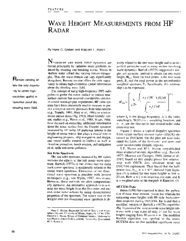 (PDF) Wave Height Measurements From HF Radar | Malcolm Heron - Academia.edu
