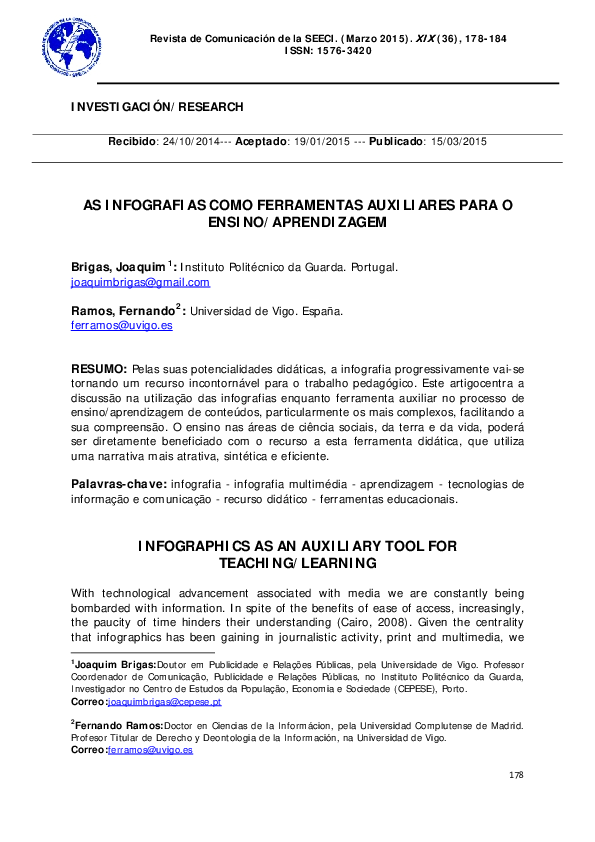 Pdf Infographics As An Auxiliary Tool For Teaching Learning