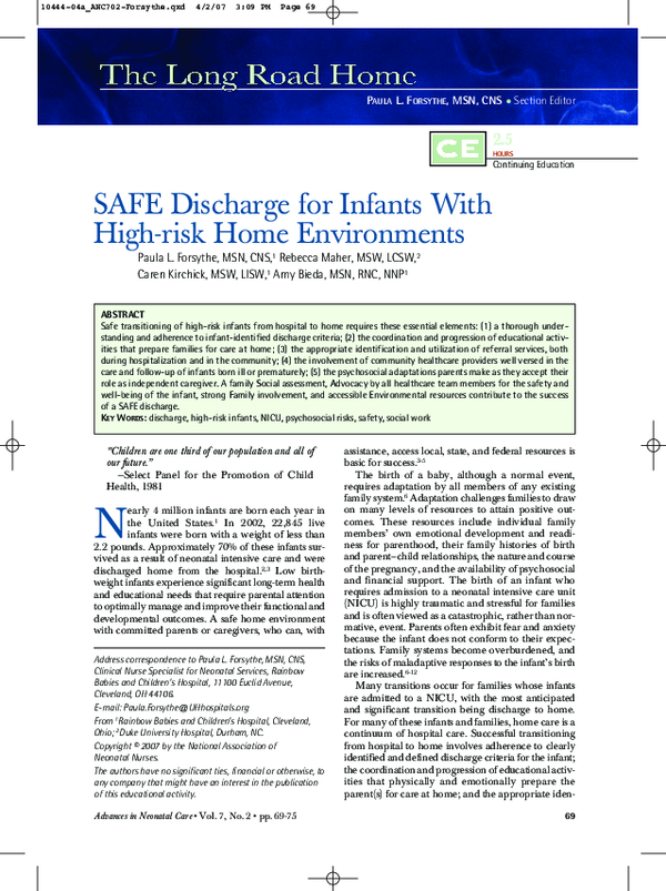 (PDF) SAFE Discharge for Infants With High-risk Home Environments
