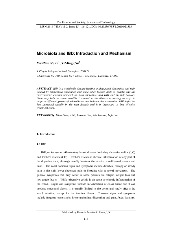 (PDF) Microbiota and IBD: Introduction and Mechanism