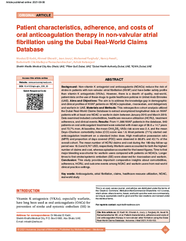 (PDF) Patient characteristics, adherence, and costs of oral ...