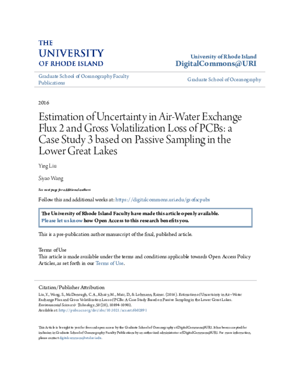 (PDF) Estimation of Uncertainty in Air-Water Exchange Flux and Gross ...
