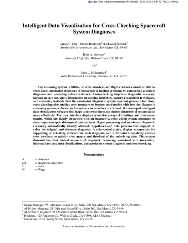 (PDF) Intelligent Data Visualization for Cross-Checking Spacecraft ...