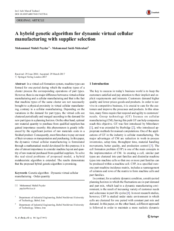 (PDF) A hybrid genetic algorithm for dynamic virtual cellular ...