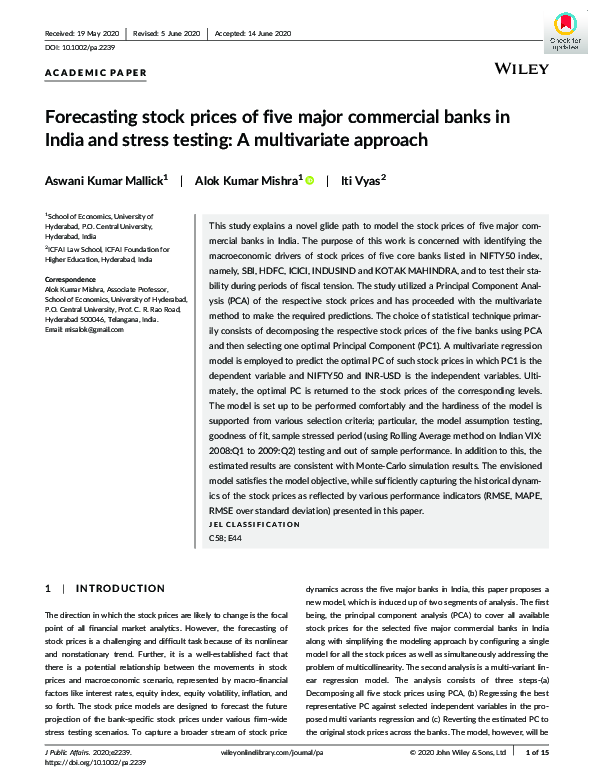 (PDF) Forecasting stock prices of five major commercial banks in India ...