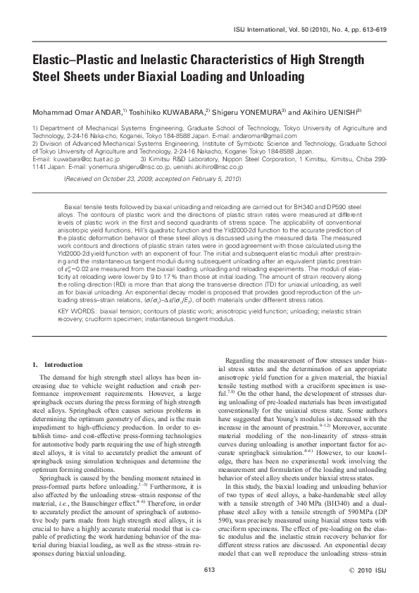 (PDF) Elastic–Plastic and Inelastic Characteristics of High Strength ...