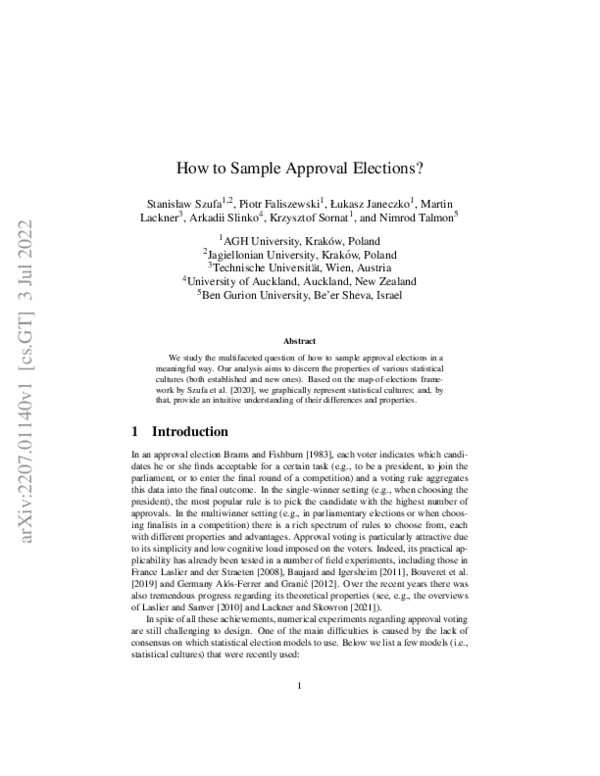 (PDF) How to Sample Approval Elections?