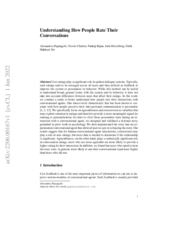 (PDF) Understanding How People Rate Their Conversations