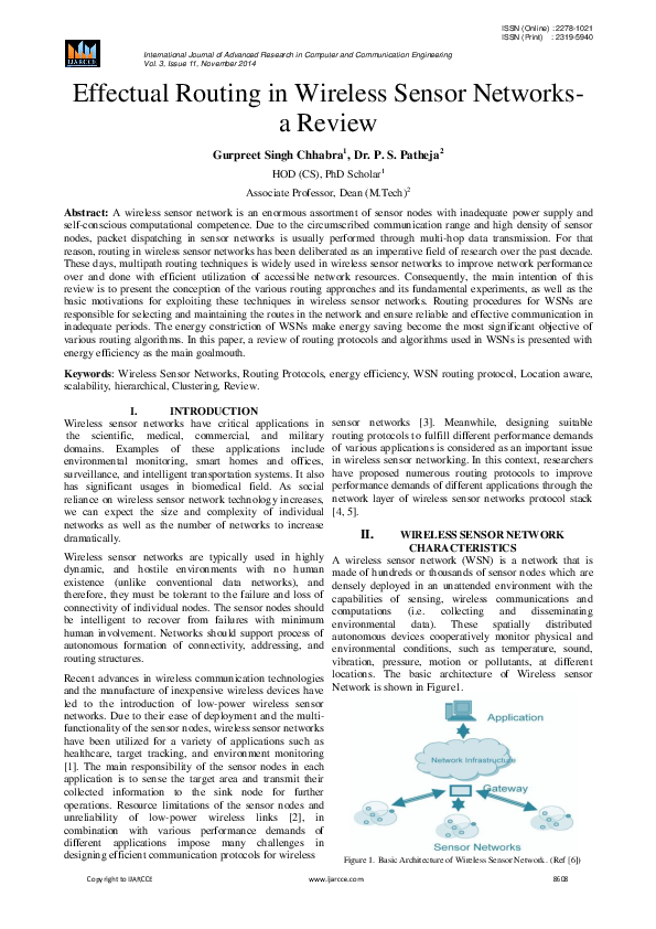 (PDF) Energy-Efficient Routing in Wireless Sensor Networks