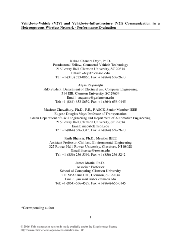 (PDF) Vehicle-to-vehicle (V2V) and vehicle-to-infrastructure (V2I ...